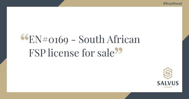 EN#0169 – South African FSP license for sale - SALVUS Funds